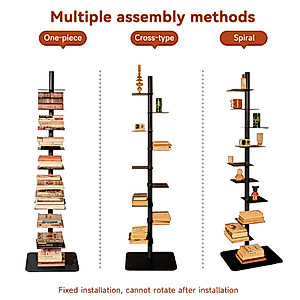 MXBCTMM Spine Bookshelf 9-Tier Metal Vertical Bookshelf DIY Spine Book Tower, 68.5 in high, 4 adjustable angles, suitable for small spaces, living rooms, offices, bedrooms