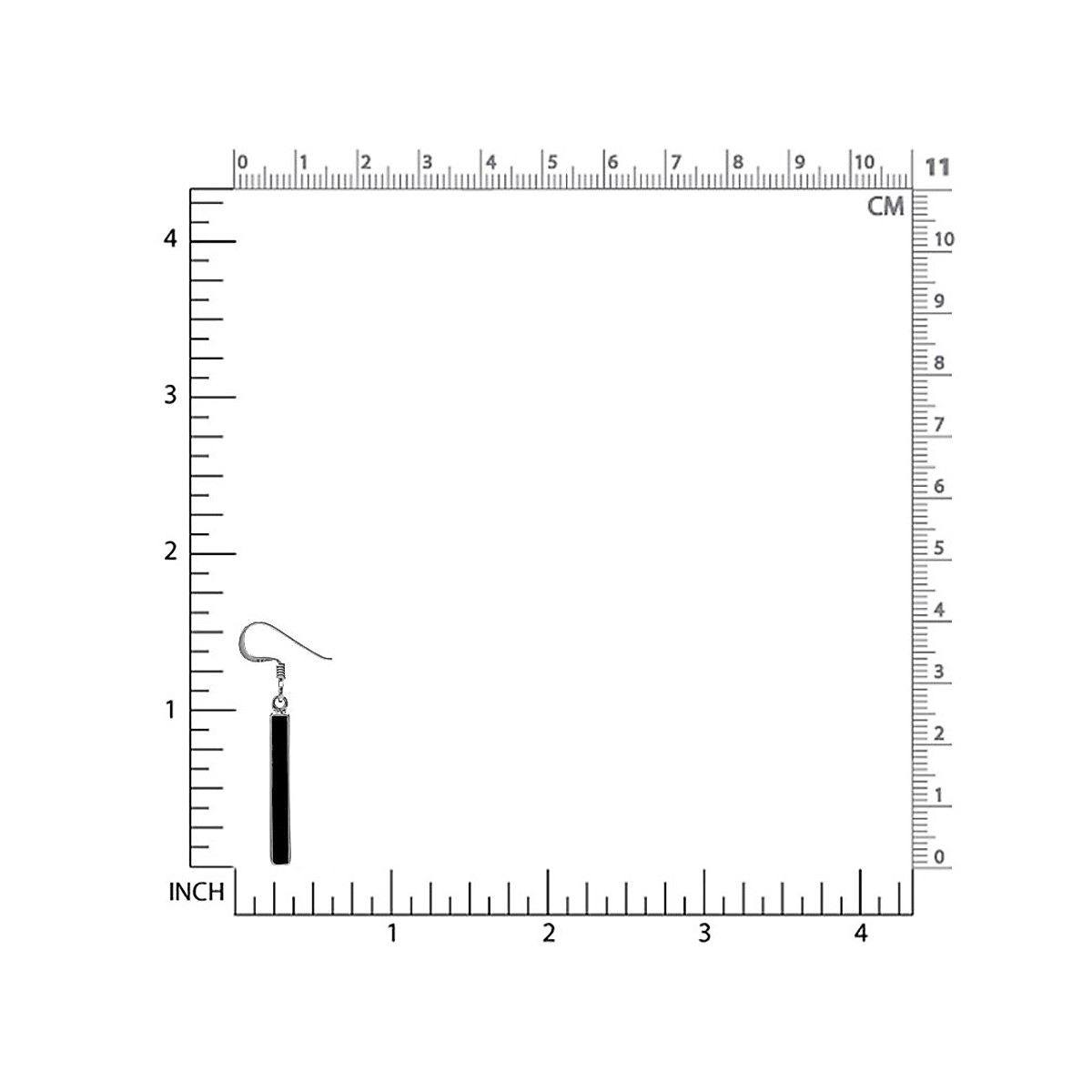 Silvershake Created Black Onyx Inlay White Gold Plated 925 Sterling Silver Stick Dangle Hook Earrings