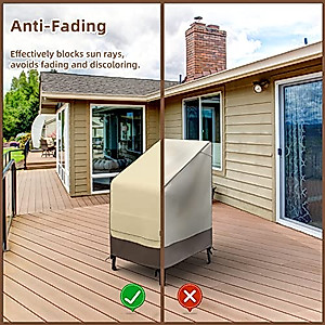 MR. COVER Stacking Outdoor Chair Covers, Fits 4-6 Stackable Patio Chairs, 26W x 34D x 45H Inches, Large Air Vents, Waterproof & UV-Resistant Material, Brown & Khaki