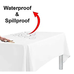 Sonluma 6 Pack 108" X 54" White Premium Disposable Plastic Tablecloth for 8ft Long Rectangle Tables, Waterproof Covers for Indoor or Outdoor Events & Parties