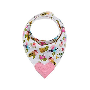 Pickle & Olive Baby Bandana Teething Bibs with Attached Teether- Set of 4 - Floral