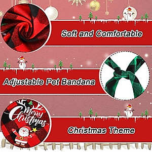 JUNEBRUSHS 4 Pack Dog Bandanna Christmas Pet Scarf Printing Plaid Xmas Handkerchiefs Cartoon Triangle Bibs Kerchief Set Party Supply for Small Medium Large Puppies Cats Pets