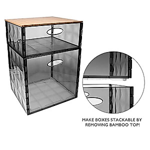 Ginsey Home Solutions Home+Solutions Plastic and Bamboo White Medium Crystal Bin - Multipurpose Storage Container (81521)