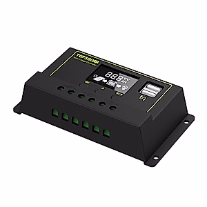 TOPSOLAR 20A 12V/24V PWM Solar Charger Controller w/ LCD Display for AGM, Gel, LiFePO₄ and Flooded Battery.