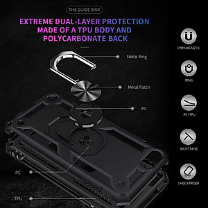 ULAK Compatible with iPod Touch 7/6/5 Case with 2 HD Screen Protectors, Hybrid Rugged Shockproof Cover with Built-in Kickstand for iPod Touch 7th/6th/5th Generation (Black)