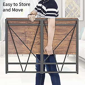 NOBLEWELL HOME NWCD3D Folding Computer Desk, Rustic Brown