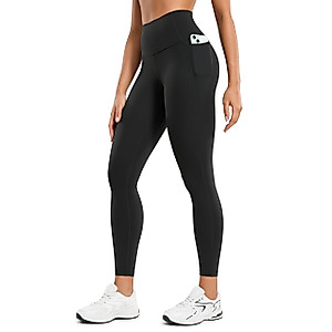 CRZ YOGA Womens Butterluxe Workout Leggings 25 Inches - High Waisted Gym Yoga Pants with Pockets Buttery Soft Black X-Small