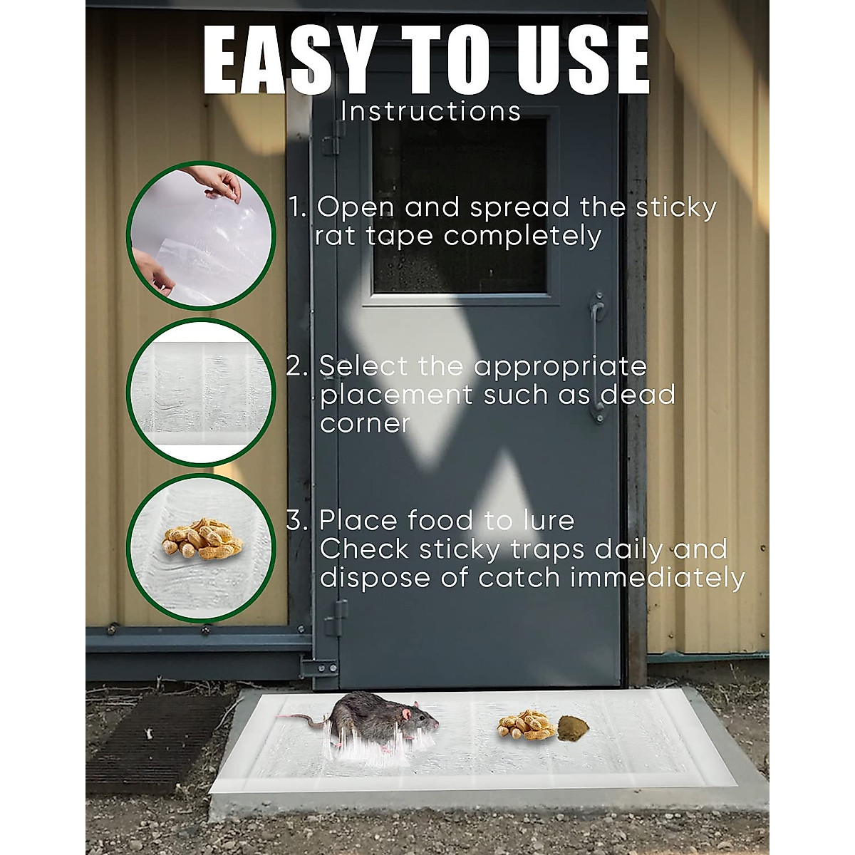 SEEKBIT 6 Pack Rat Sticky Traps Extra Large, Clear Mouse Glue Trap Sticky Trap for Mice and Rats, Enhanced Stickiness Trapping Pads Snakes Spiders Roaches for House Rodent Pest Control - 47.2x11