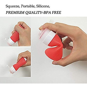 HongMall Squeeze Bottle Salad Dressing Container, Dressing to Go for Lunch and Travel, Portable Sauce Leakproof Mini Storage Bottles (Food-Grade Silicone, BPA Free), 1.3 oz (Set of 4)