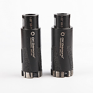 OKDIAMOND Diamond Core Drill Bits for Hard Stone Concrete Marble Granite Brick Laser Welded Masonry Coring Dry or Wet Hole Saws 1-1/2 in
