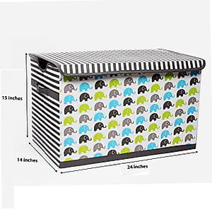 Bacati - Toy Chest Playful Elephants Aqua/Lime/Grey