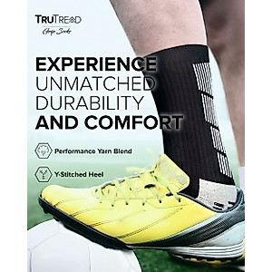 TruTread Soccer Grip Socks - 4 Paris Mens Grip Socks Soccer | Soccer Grip Socks Men | Soccer Socks Men | Non Slip Soccer Socks Mens