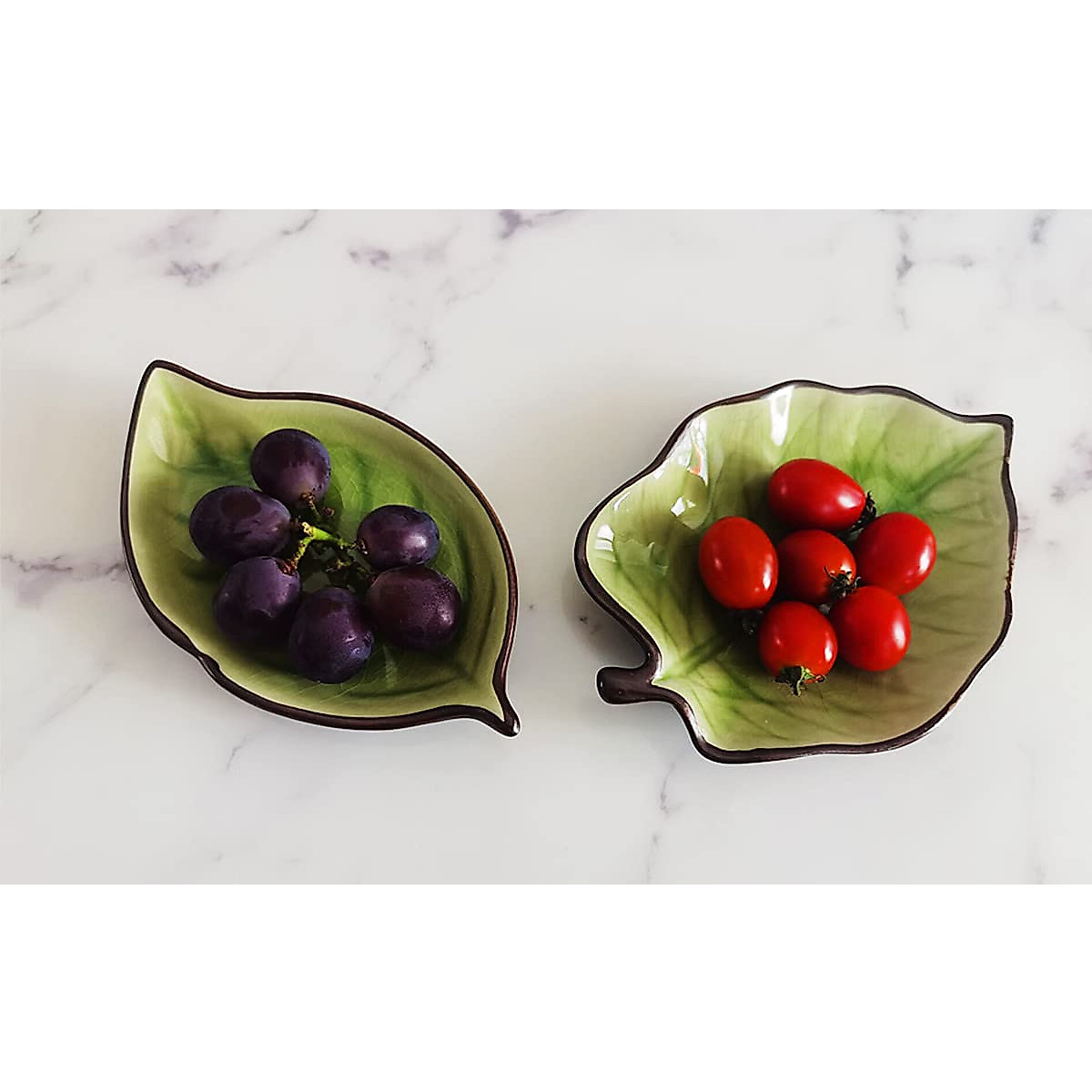 Ceramic Spoon Rest Cooking Spoon Holder for Kitchen Counter/Stove Top/Dining Table with Cute Spoon, Leaf Shaped, Modern Farmhouse Decorative, 7.5x5.1 inch