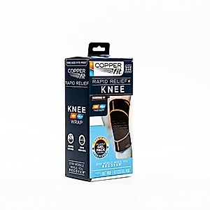 Copper Fit unisex adult Rapid Relief Knee Wrap with Hold/Cold Therapy Abdominal Support, Black, Adjustable