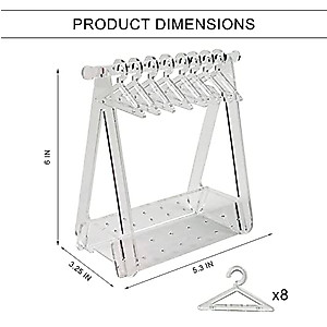 Earring Display Stand Holder Acrylic Jewelry Hanger Rack Ear Studs Organizer With Mini Hangers For Women Baby Girls (8 hangers) (Clear) (BS00)