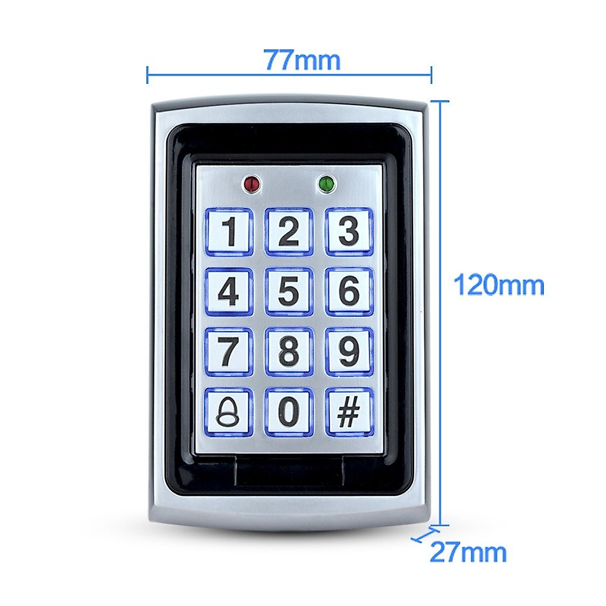 LIBO Waterproof Access Control Keypad Proximity RFID Controller, Suitable for Single Door Entry System, Support 1000 Users, Including 10pcs 125KHz RFID Keyfobs with Rainproof Cover