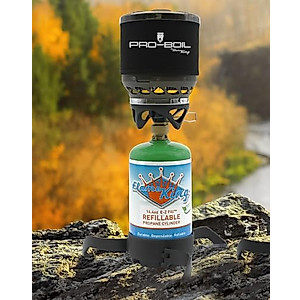 Flame King Refillable 1LB Empty Propane Cylinder Tank - Reusable - Safe and Legal Refill Option - DOT Compliant - 16.4 oz, Green