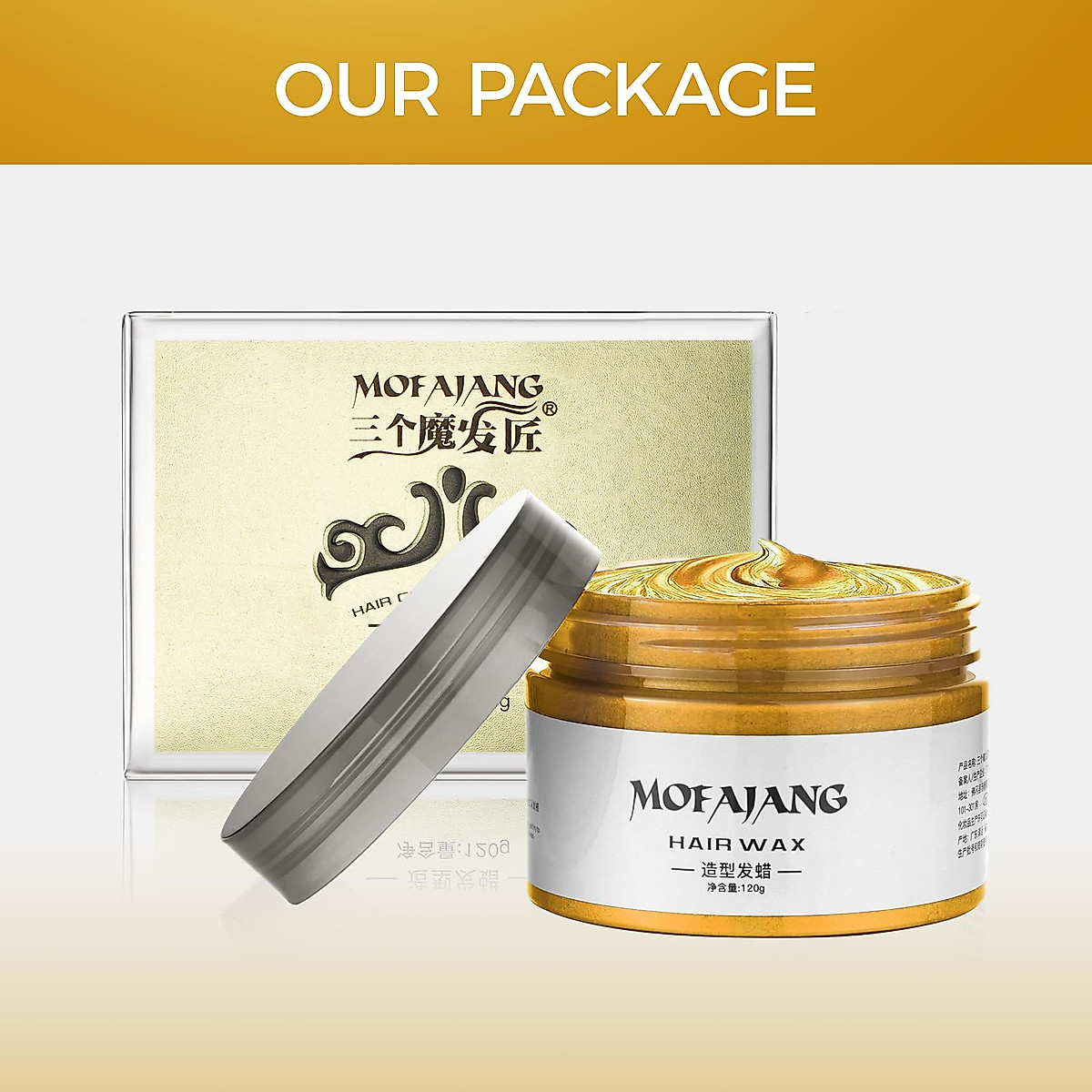 Temporary Hair Color Wax - 4.23 oz Instant Cream Pomade for Party, Cosplay, and Easy Cleaning (1, Gold)