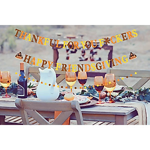 Happy Friendsgiving Banner,Thankful for You Banner,Friendsgiving Decorations,Thanksgiving Decorations Banner, Friendsgiving Party Decorations