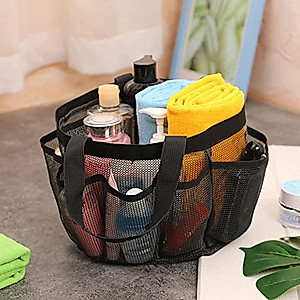 Venupple Mesh Shower Caddy with 8 Pockets, Dorm Shower Caddy Large Capacity, Bathroom Caddy Organizer, Black