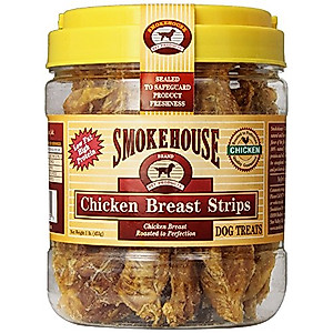 Smokehouse 100-Percent Natural Chicken Breast Strips Dog Treats, 1-Pound