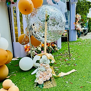 TTS For Home - Wedding Brooms Bride Bridegroom, Jumping The Broom for Wedding, Natural Whisk Broom with Ribbons, Artificial Pearl, Leaves,Roses for Decorative Wedding