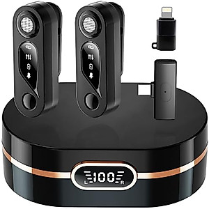 2 Pack Wireless Lavalier Microphones for Android iPhone iPad USB C with Charge Case -Noise Canceling Lav Mic Cordless Clip On Mic for Podcast Video Recording Vlog YouTube TikTok for Samsung iPhone 15