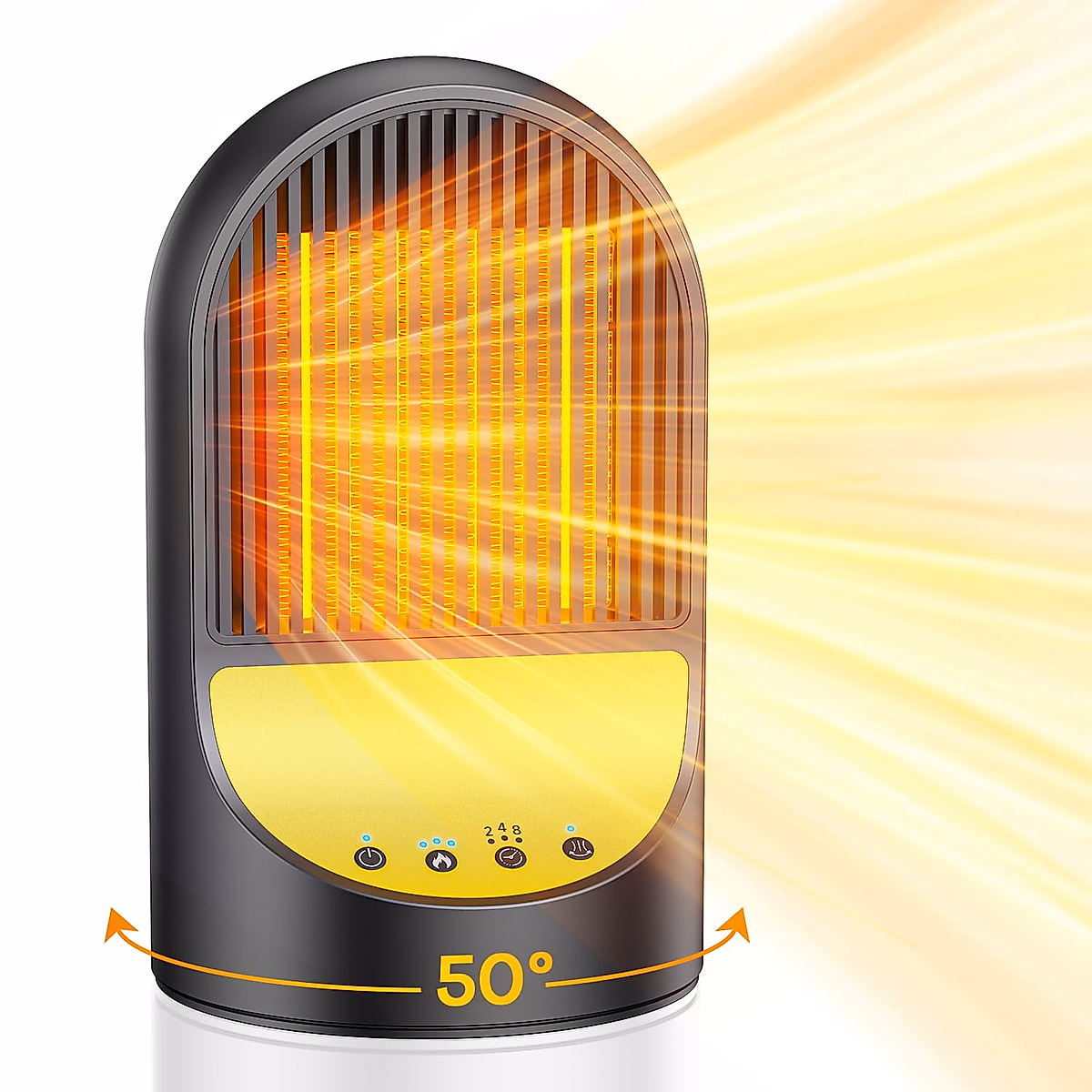 Space Heater, 1500W Small Portable Electric Heaters for Indoor Use, PTC Ceramic Heater for Office with Thermostat, 50°Oscillation, 8H Timer, 3 Modes, Quiet Safe Room Heater for Office Room Desk