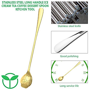 Set of 10 Cat Paw-Shaped Spoons - Long Handle 7.5-inch Design Perfect for Ice Tea, Ice Cream, Coffee Stainless Steel Stirring Spoons for Mixing Silver