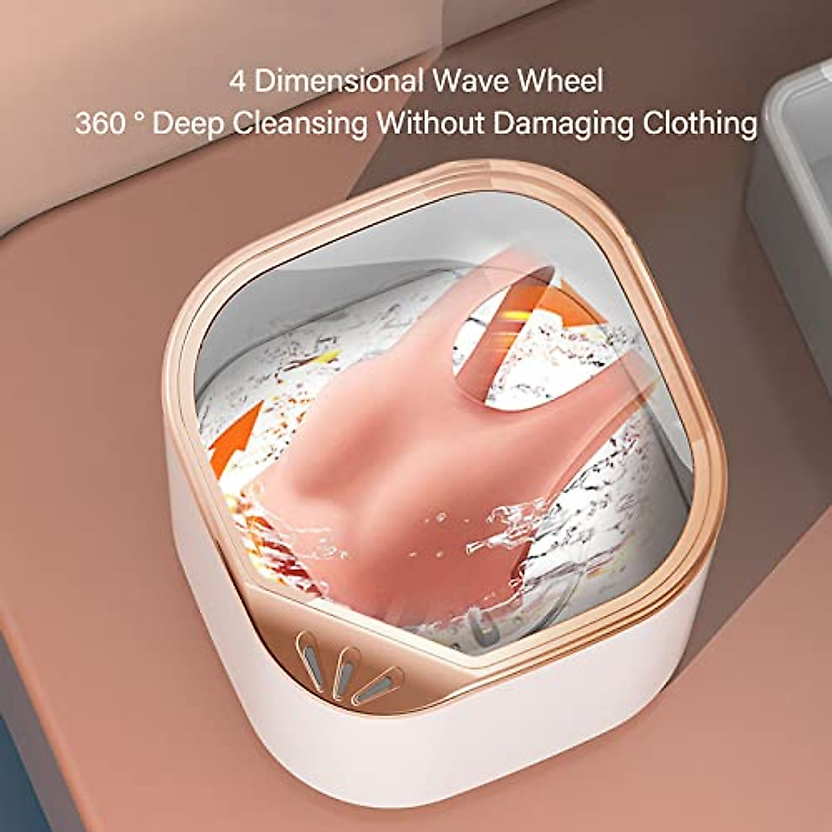 Dpofirs Mini Washing Machine, 4L Capacity Portable Laundry Washer, No More Splashing, Ultrasonic Home Washer for Camping Apartments Dorms College Rooms (US Plug)