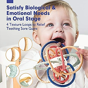 Baby Teething Toys for Babies 0-6 Months Baby Toys 0-6 Months Baby Toys 6 to 12 Months 4 Textures Infant Toys Baby Toys 0-3-6-12 Months Baby Teether Teethers for Babies Baby Rattle Girl Boy Gifts Toys