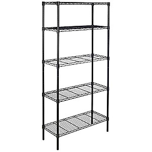 lapday 5-Shelf Adjustable Heavy Duty Storage Shelving Unit, Steel Organizer Wire Rack, Stable and Durable, 36" L x 14" W x 72" H (Black)
