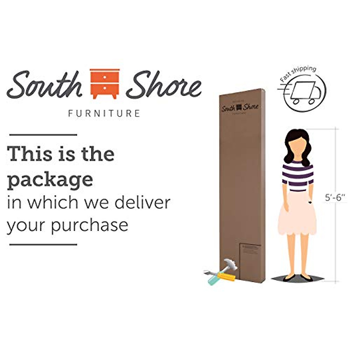 South Shore Step One Platform Bed with Storage, Full 54-Inch, Pure Black