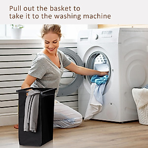 PioneerWorks Laundry Hamper, Laundry Basket Organizer Laundry Sorter with 2 Pull-Out and Removable Bags and Top Shelf, Dirty Clothes Hamper for Laundry Room Bathroom Bedroom and Dorm