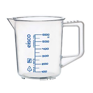EISCO Measuring Jug, 600ml - Polypropylene - Screen Printed Graduations, Spout & Handle for Easy Pouring - Excellent Optical Clarity