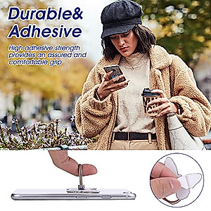 Cobee Butterfly Cell Phone Ring Stand Holder, 2 Pcs Cute Butterfly Pattern Painted Metal Finger Stand Kickstand 360°Rotation Phone Ring Holder Stand Ring Hand Grip with Knob Loop (Blue, Rose Red)