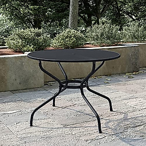 Royal Garden Metal Patio Outdoor Tables and Chairs Set Up - Nova Collection - Industrial Steel Mesh 5-Piece Round Dining Set - Black