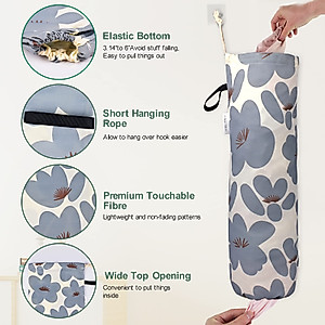 TOGETRUE Plastic Bag Holder, Lightweight Grocery Bag Holder for Plastic Bags, Wall Mount Floral Plastic Bag Storage Organizer, Reusable Shopping Bag Holder Dispenser for Kitchen Pantry (Light Grey)