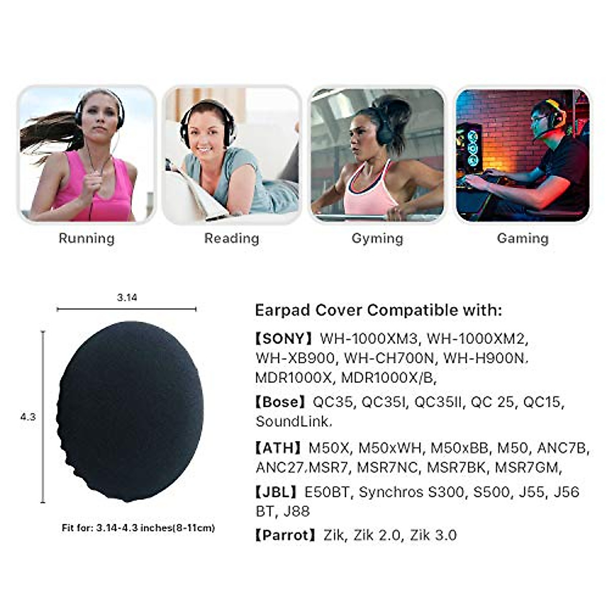 Xklmb 3Pairs Stretchable Fabric Headphone Covers/Washable Sanitary Ear pad,Earcup Earpad Covers Fit Most On Ear Headphones 8-11cm(3.14" - 4.33") Earpads