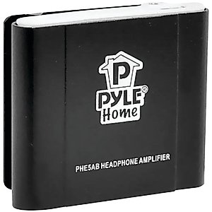 Pyle Home Bass Boosting Portable Headphone Amplifier-Mini Headphone Booster w/ Volume Adjustment, Rechargeable Battery, Metal Casing, USB/Stereo Cables, Works w/ iPod, MP3, Laptop, Mobile Phone PHE5AB