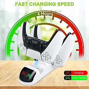 PS5 Controller Charger, findway PS 5 DualSense Controller Charging Station, Dual USB Type-C Fast Charging Dock with LED Indicator, Compatible for Playstation 5 / PS5/ Controller