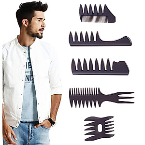 Styling Hair Comb Set Salon Barber Hairstylist Comb 5 Pack Professional Hair Brush Retro Hairdressing Hair Care Style Accessory Double-sided for Men Boy Gentleman