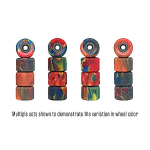 Teak Tuning Apex 61D Urethane Fingerboard Wheels - Mini Shorty Shape, 6.6mm Diameter - ABEC-9 Stealth Bearings - Made in The USA - Tie Dye Swirl Colorway