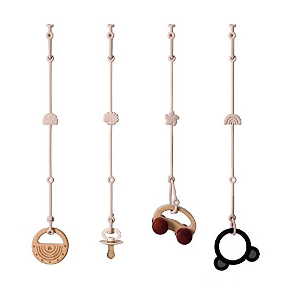 Toy Safety Straps 4PK Silicone Pacifier Clips, Adjustable Sippy Cup Straps for Strollers, High Chair, Shopping Cart, Cribs Baby Toy Secure Straps-Shifting Sand