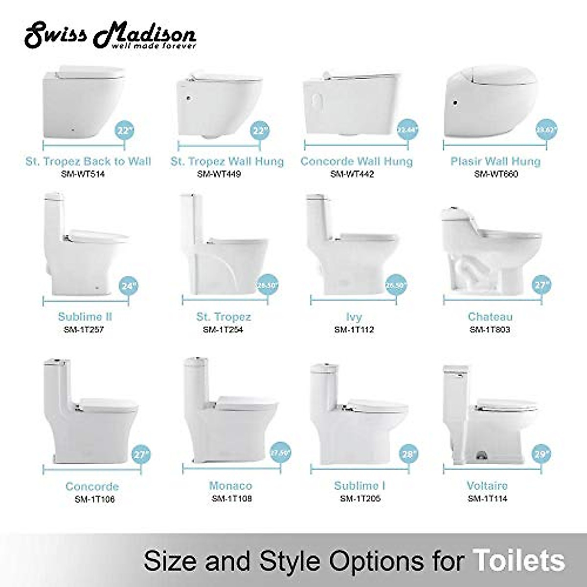 Swiss Madison SM-1T803 Chateau Elongated Toilet Dual Flush 0.8/1.28 Gpf (Soft Closing Quick Release Seat Included)