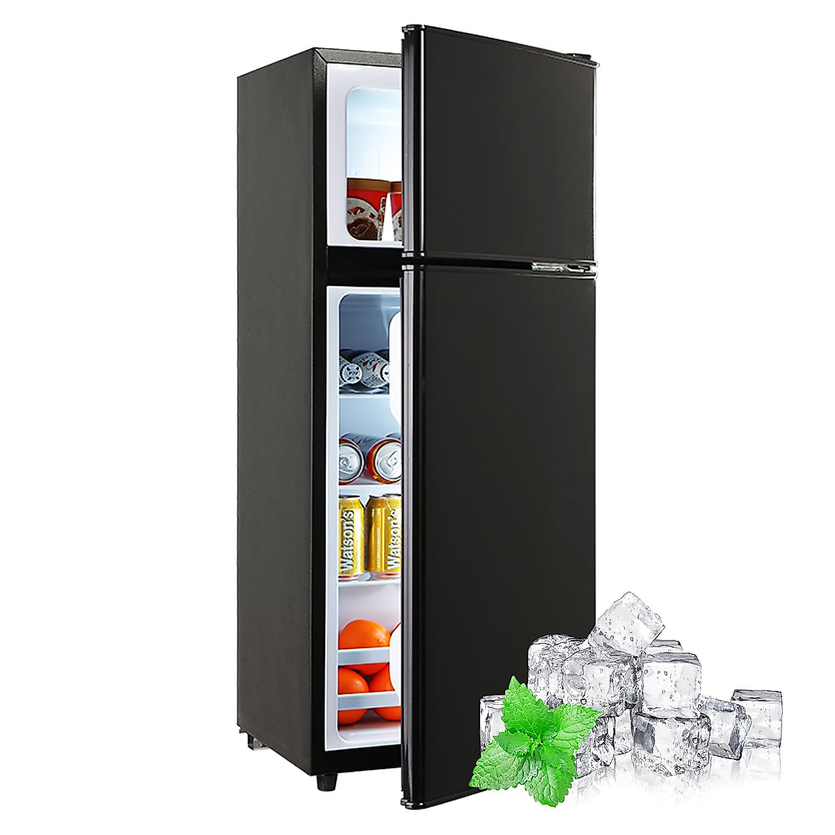 OOTDAY Compact Refrigerator 3.5 Cu Ft - Mini Refrigerator Separate Freezer - 2 Door for Garage Camper Basement/Dorm/Office/Family, Black