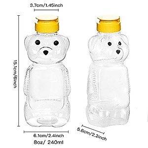 Lainrrew 10 Pcs 8 Fluid Oz Honey Jar, Plastic Bear Honey Bottles Jars Clear Honey Containers Dispenser Honey Squeeze Bottle Juice Bottle with Leak Proof Flip-Top Caps for Storing and Dispensing