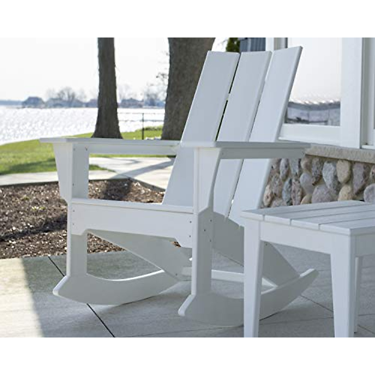 POLYWOOD MNR10BL Modern Adirondack Rocker, Black