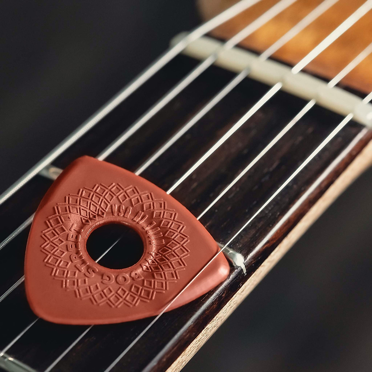 Bog Street AXE CUT Guitar Picks, Medium, Electric Guitar and Acoustic Guitar Picks, Red (6-Pack)