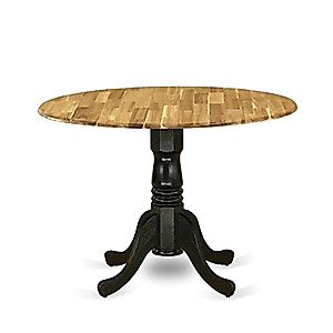 East West Furniture DMT-NBK-TP Dublin Modern Dining Round Kitchen Table Top with Dropleaf & Pedestal Base, 42x42 Inch, Natural & Black
